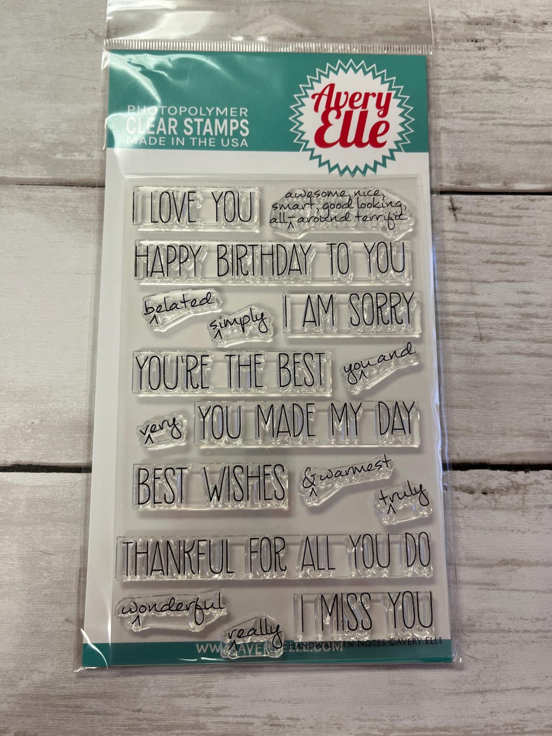 Avery Elle Clear Stamp Set, New Set of Greetings Stamps, Handwritten ...