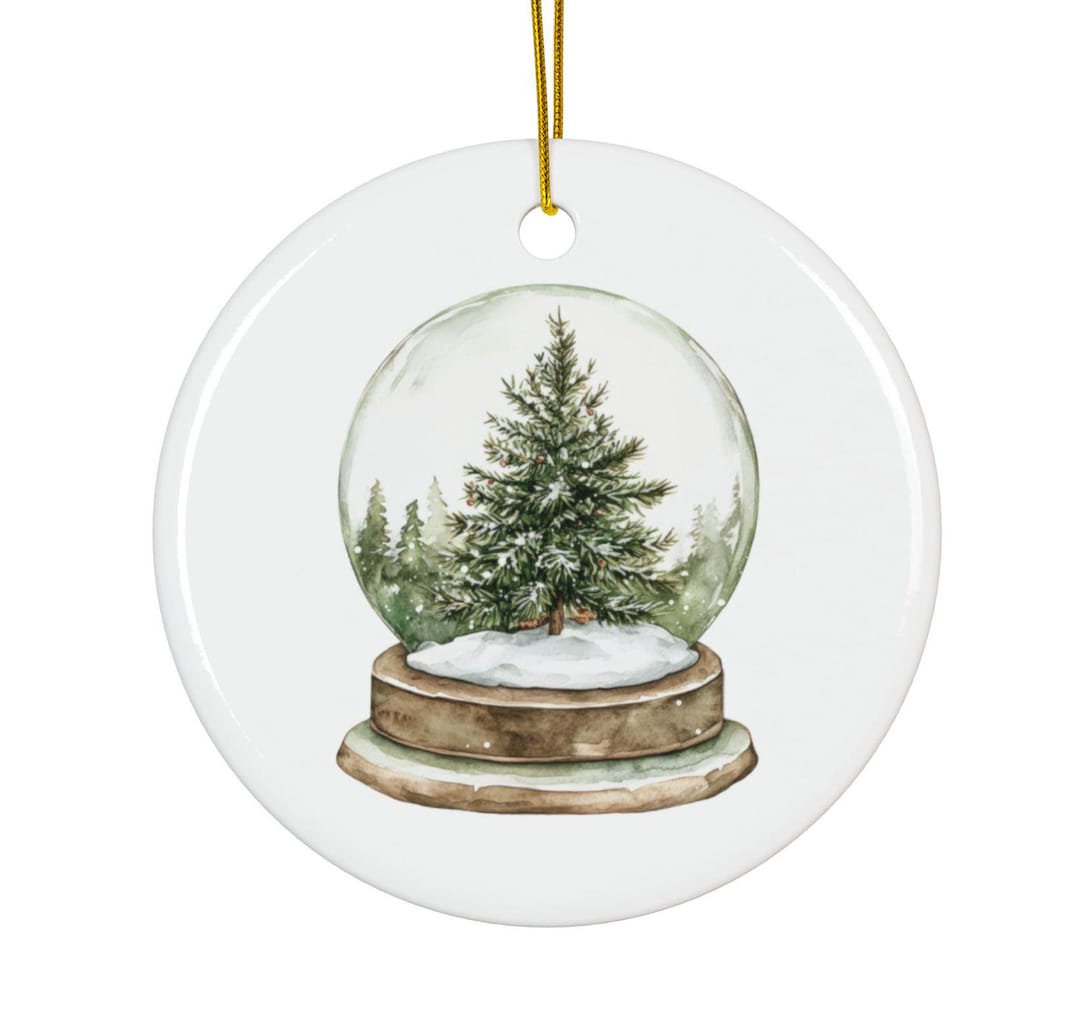 Ceramic Ornaments, Christmas Tree Snowglobe, Farmhouse Style Holiday ...
