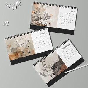 Botanical Minimalist Desk Calendar, Neutral 2025 Grid Desktop Organizer ...