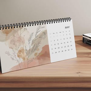 Botanical Minimalist Desk Calendar, Neutral 2025 Grid Desktop Organizer ...