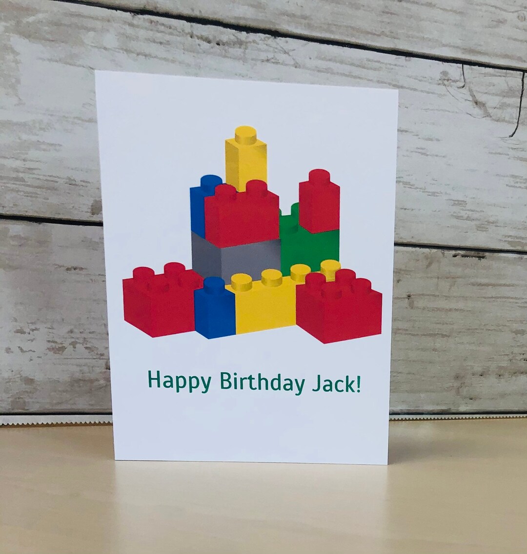 Personalized Kids Card, Kids Birthday Card, Block Card, Building Block ...