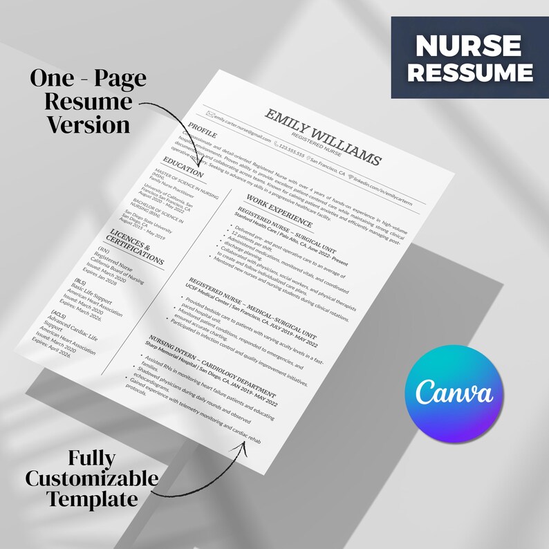 Registered Nurse Resume Template RN, Student Nurse Resume, LPN Resume ...