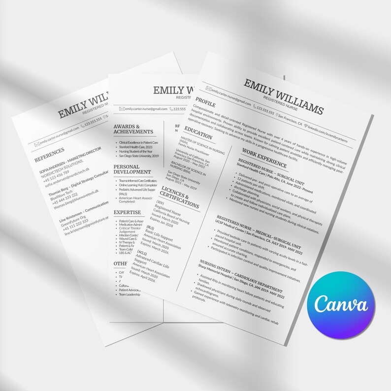 Registered Nurse Resume Template RN, Student Nurse Resume, LPN Resume ...