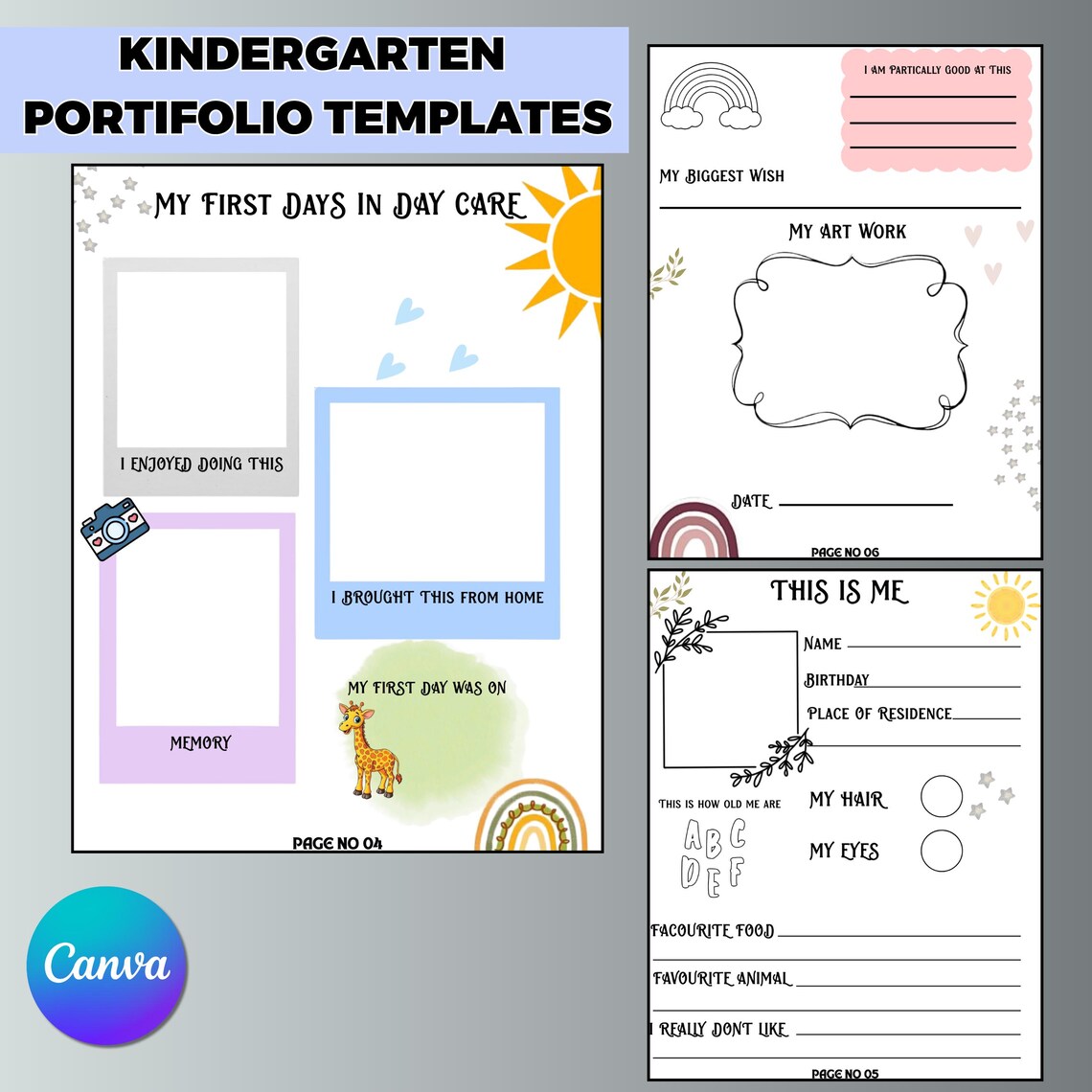 Kindergarten Portfolio, Daycare Portfolio With Over 40 Templates, Kita ...