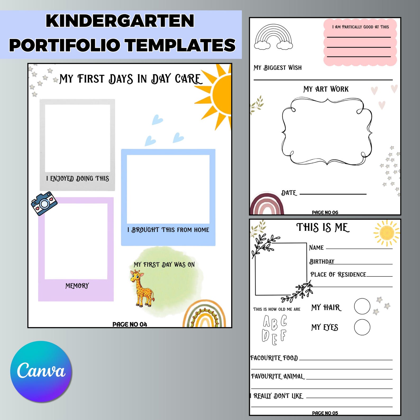 Kindergarten Portfolio, Daycare Portfolio With Over 40 Templates, Kita ...