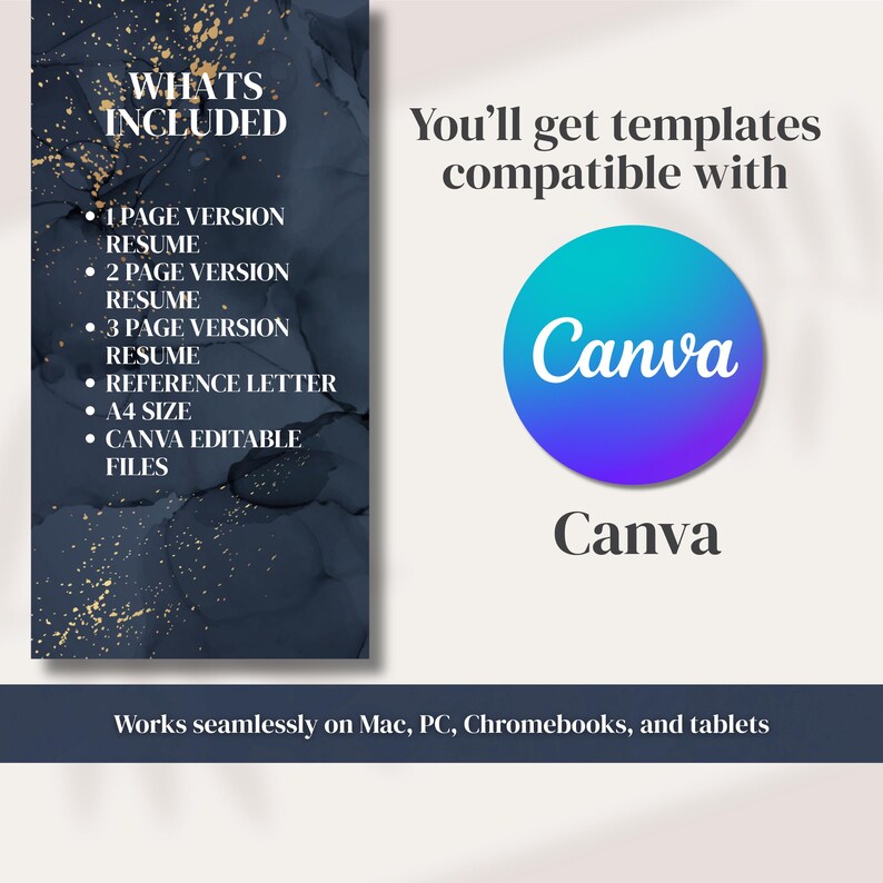 Modern Resume Template With Photo, 2025 Professional CV for Canva & Mac ...
