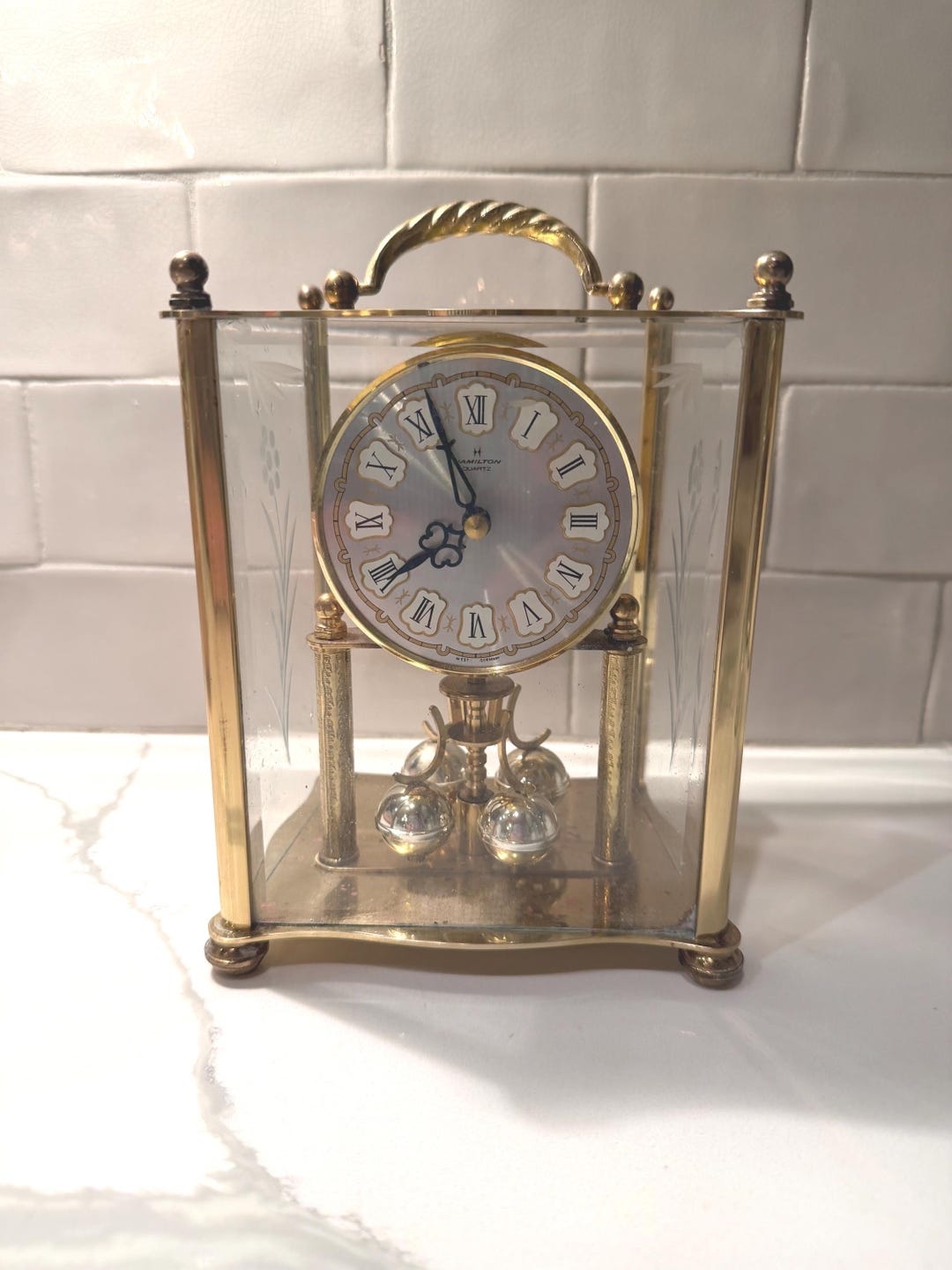 Vintage Hamilton Brass Carriage Anniversary Clock With a Quartz ...