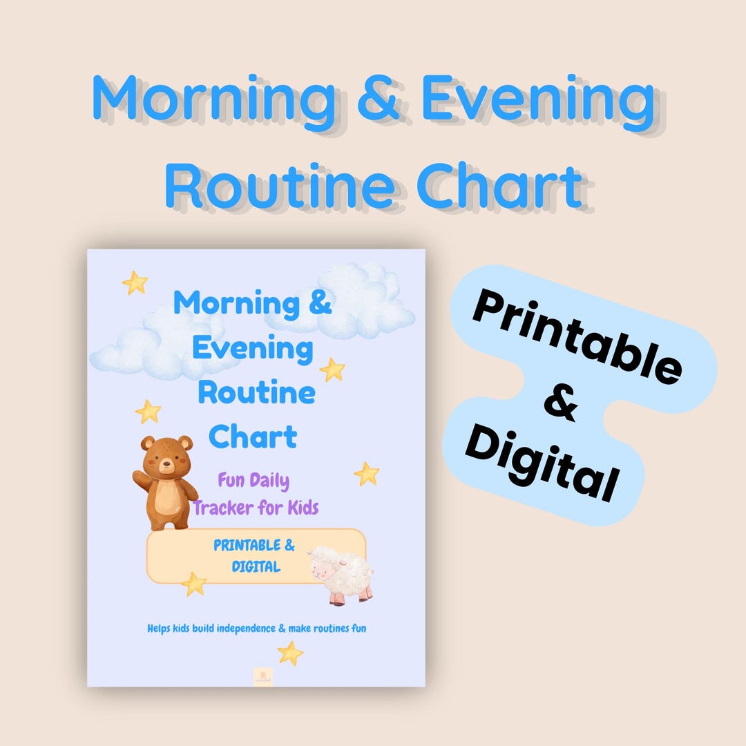 Morning and Evening Routine Chart for Kids Printable | Daily Schedule ...
