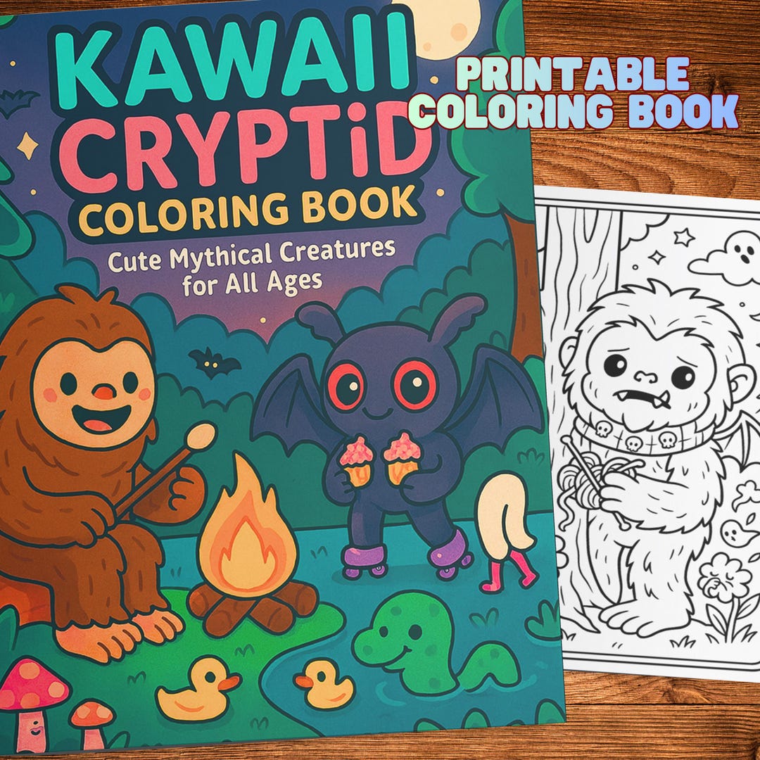 Kawaii Cryptid Coloring Book, Cute Mythical Creatures, Printable ...