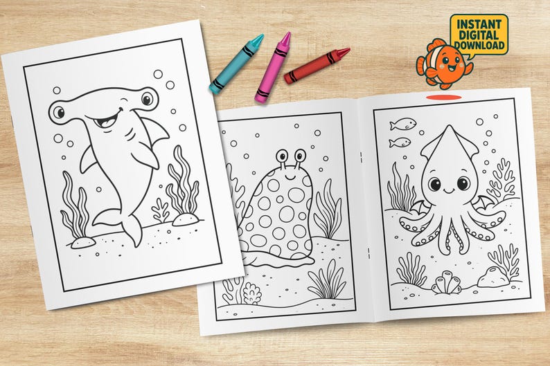 Cute Sea Animal Coloring Pages for Kids | Ocean Creatures Printable ...