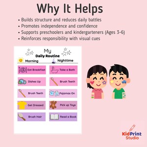 Routine Chart for Girls – Morning & Night Visual Schedule Ages 3–6 ...