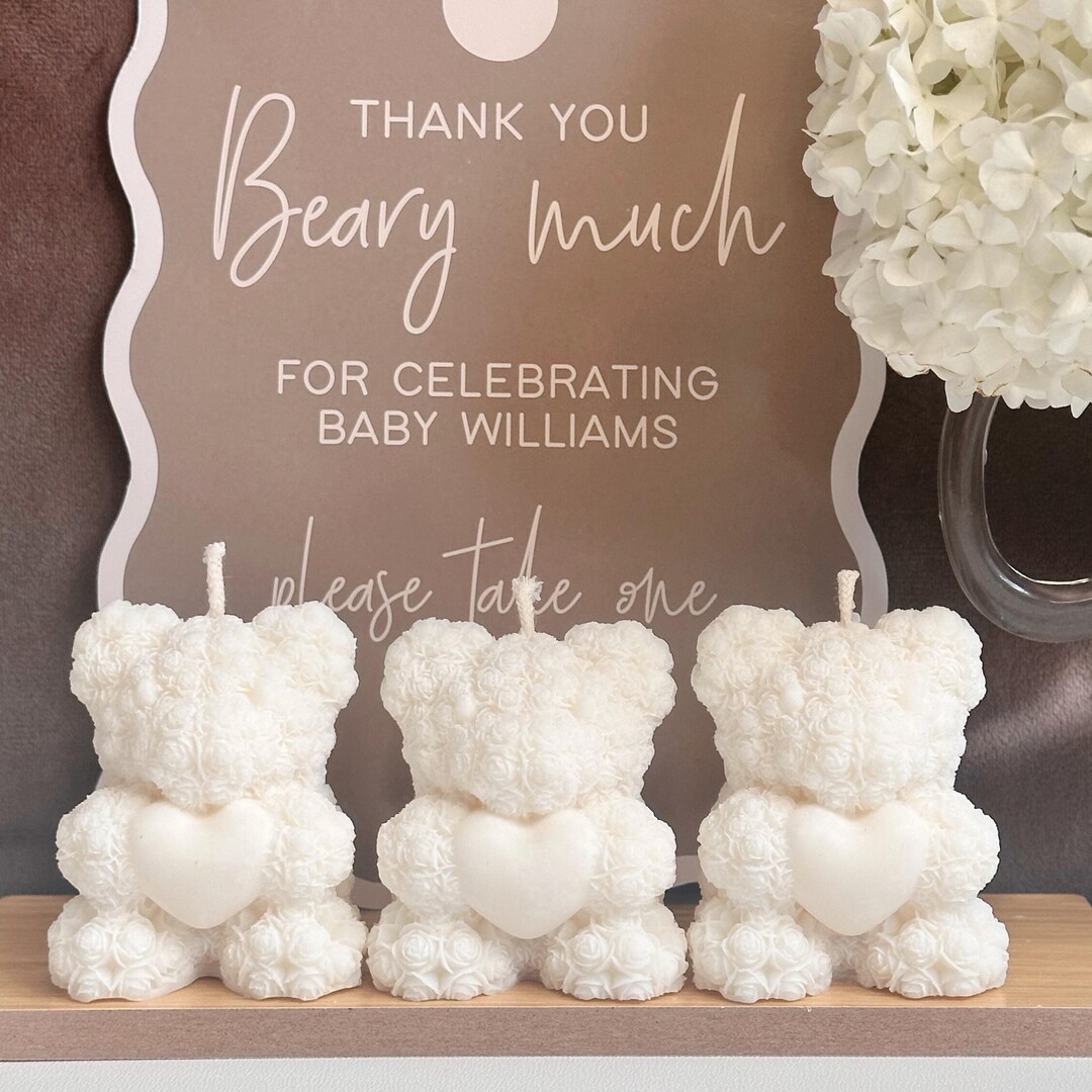Teddy Bear Candle Favors, We Can Bearly Wait Baby Shower Gift for Guest ...