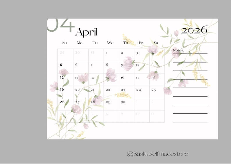 2026 Printable Calendar PDF A3 A4 | Minimalist Monthly Wall Calendar ...