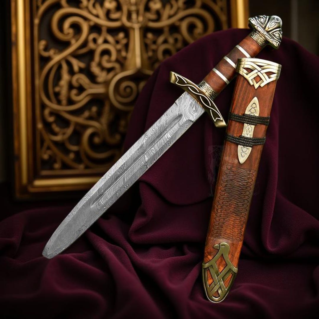Viking Mini Sword With Wooden Scabbard | Custom Hand Forged Damascus ...