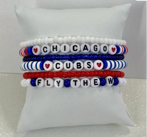 Chicago Cubs Baseball Inspired Beaded Bracelet Set - Etsy