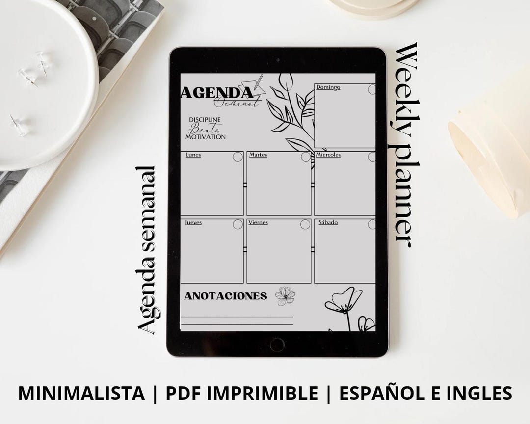 Minimalist Weekly Planner | Printable PDF | Undated | Black & White ...