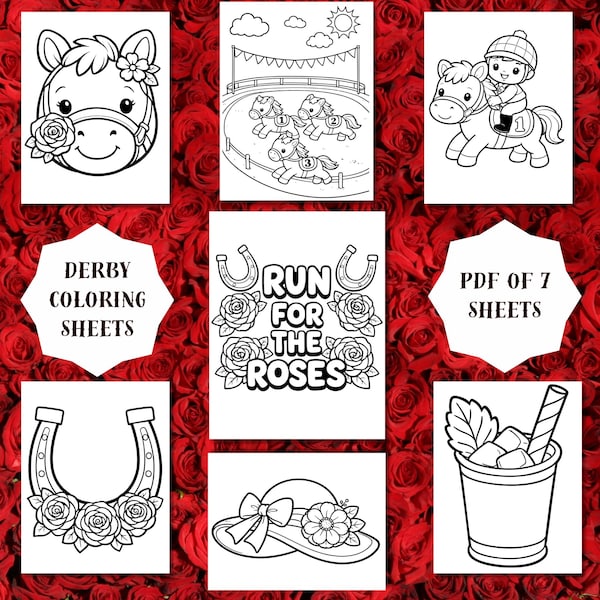 Printable Kentucky Derby Coloring Pages - Etsy