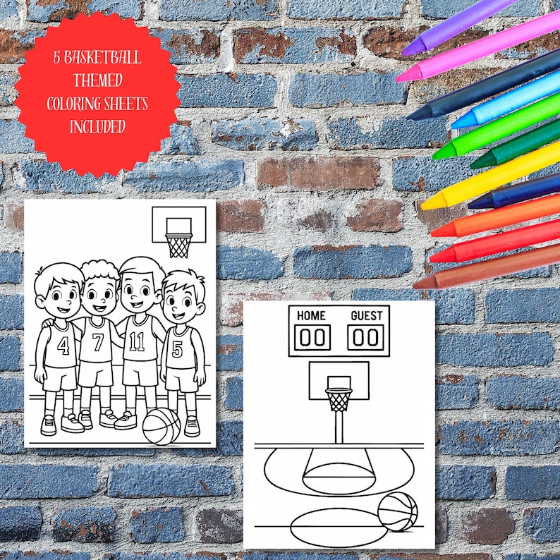 Kids Basketball Coloring Pages – Printable PDF | Sports Activity for ...
