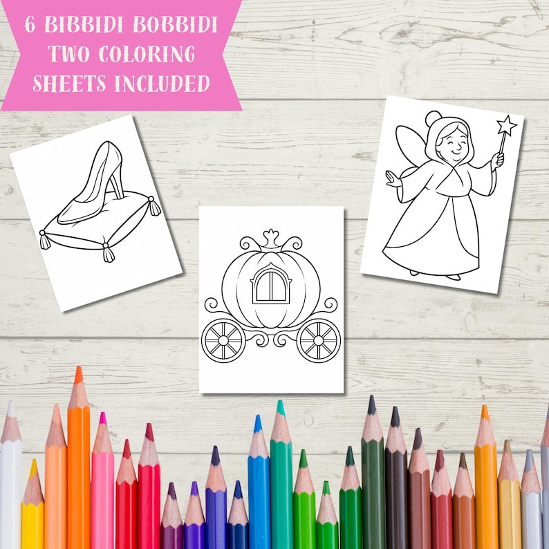 Bibbidi Bobbidi Two Birthday Coloring Sheets • Printable Princess ...