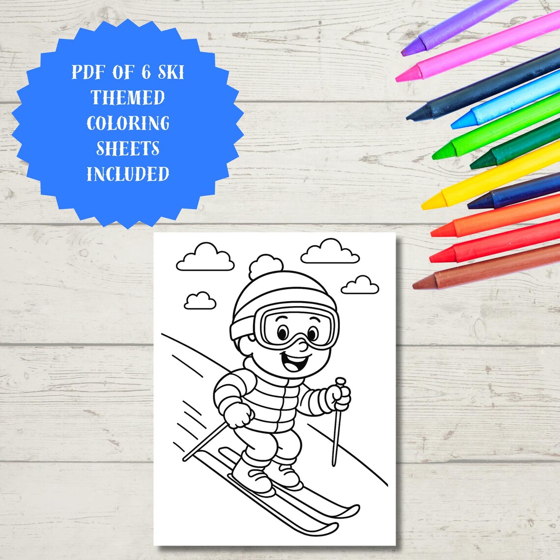 Ski Coloring Pages for Kids | Winter Sports Printable | Skiing & Snow ...