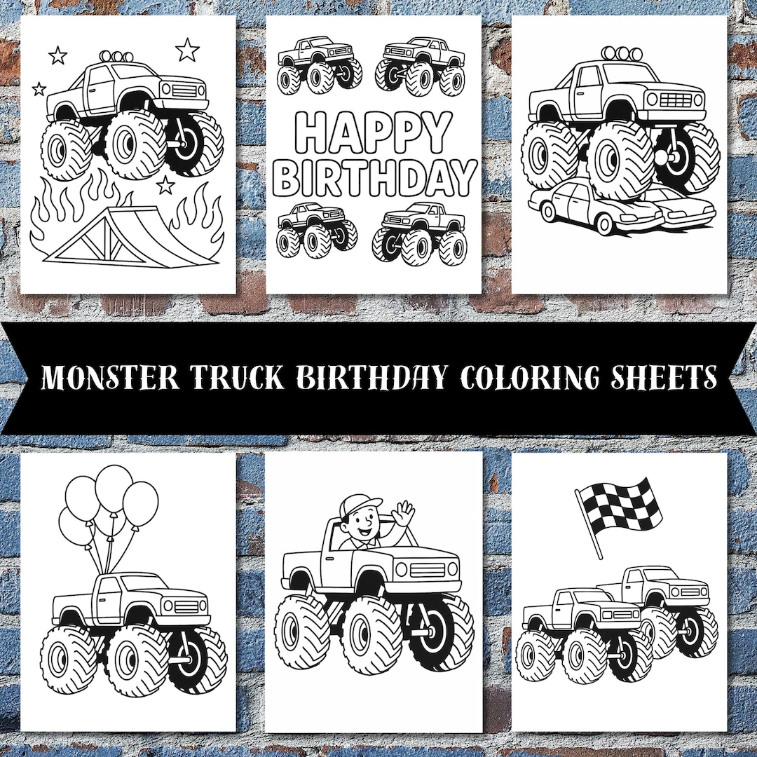 Monster Truck Birthday Coloring Pages | Kids Printable PDF Coloring ...
