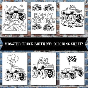 Monster Truck Birthday Coloring Pages | Kids Printable PDF Coloring ...