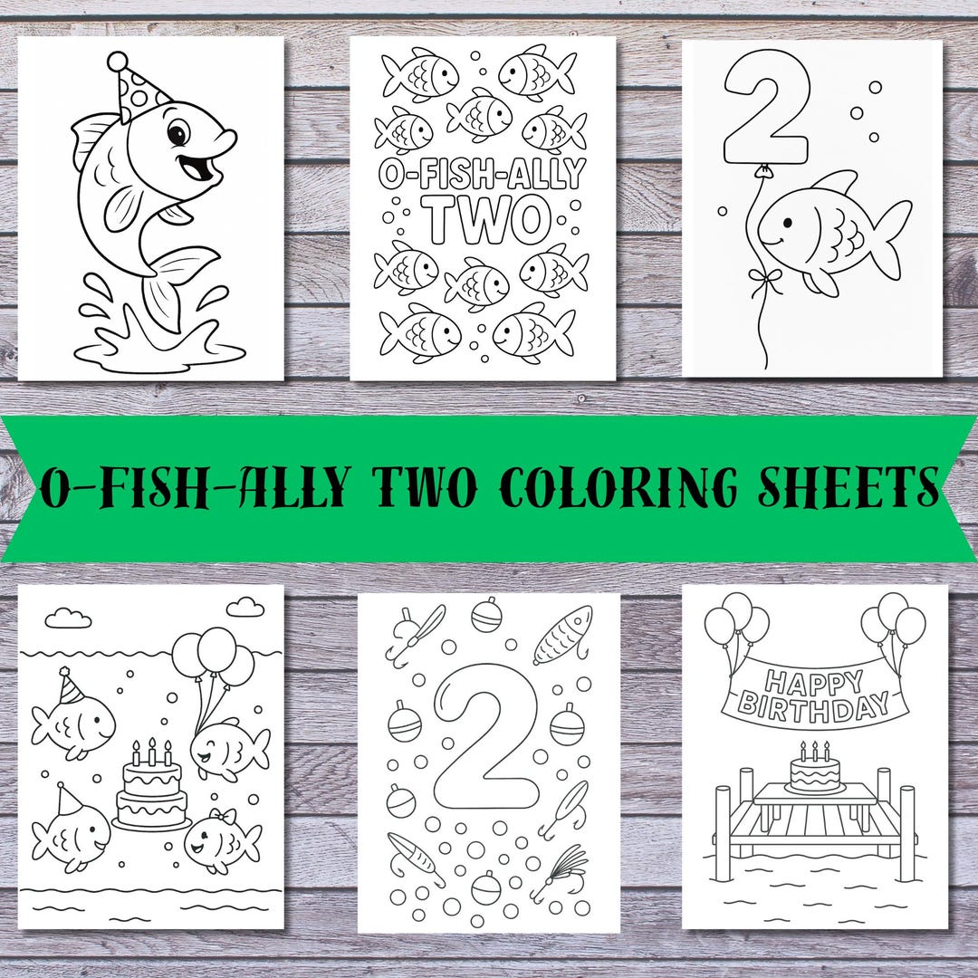 O-fish-ally Two Coloring Pages | 2nd Birthday Printable | Under the Sea ...