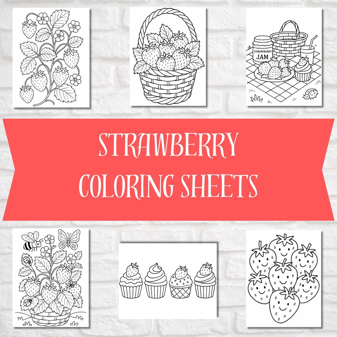 Strawberry Coloring Pages Bundle | Printable PDF Sheets for Kids ...
