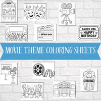 Editable Movie Birthday Coloring Page | Printable Movie Night Coloring ...