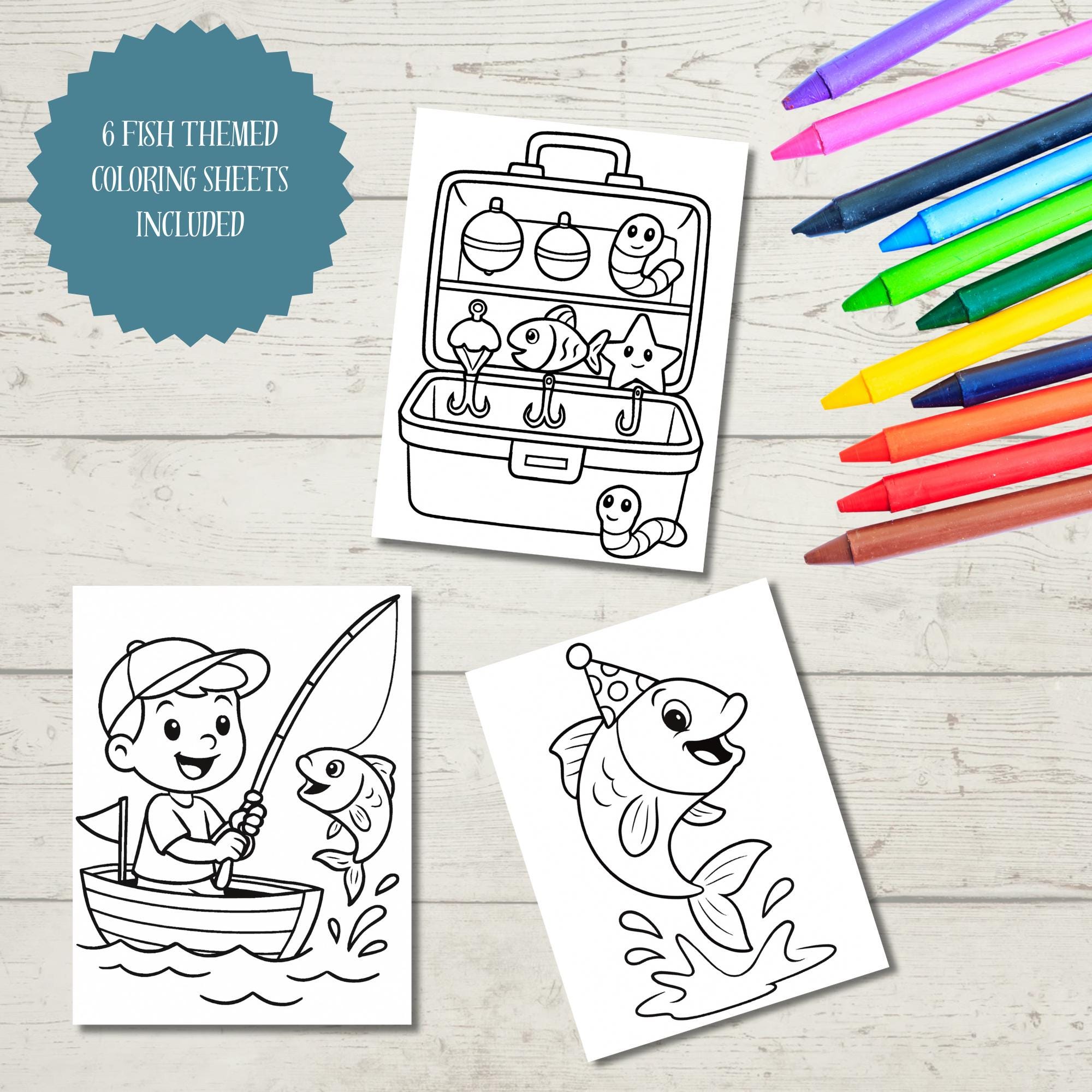 Fish-themed Party Coloring Pages – Instant PDF Download (6 Sheets ...