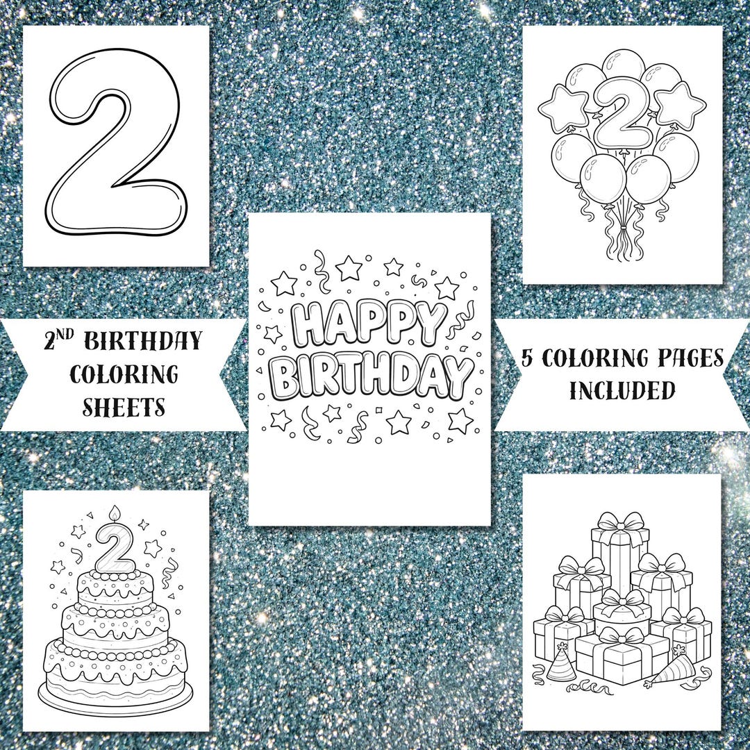 2nd Birthday Coloring Pages | Kids Second Birthday Party Activity ...