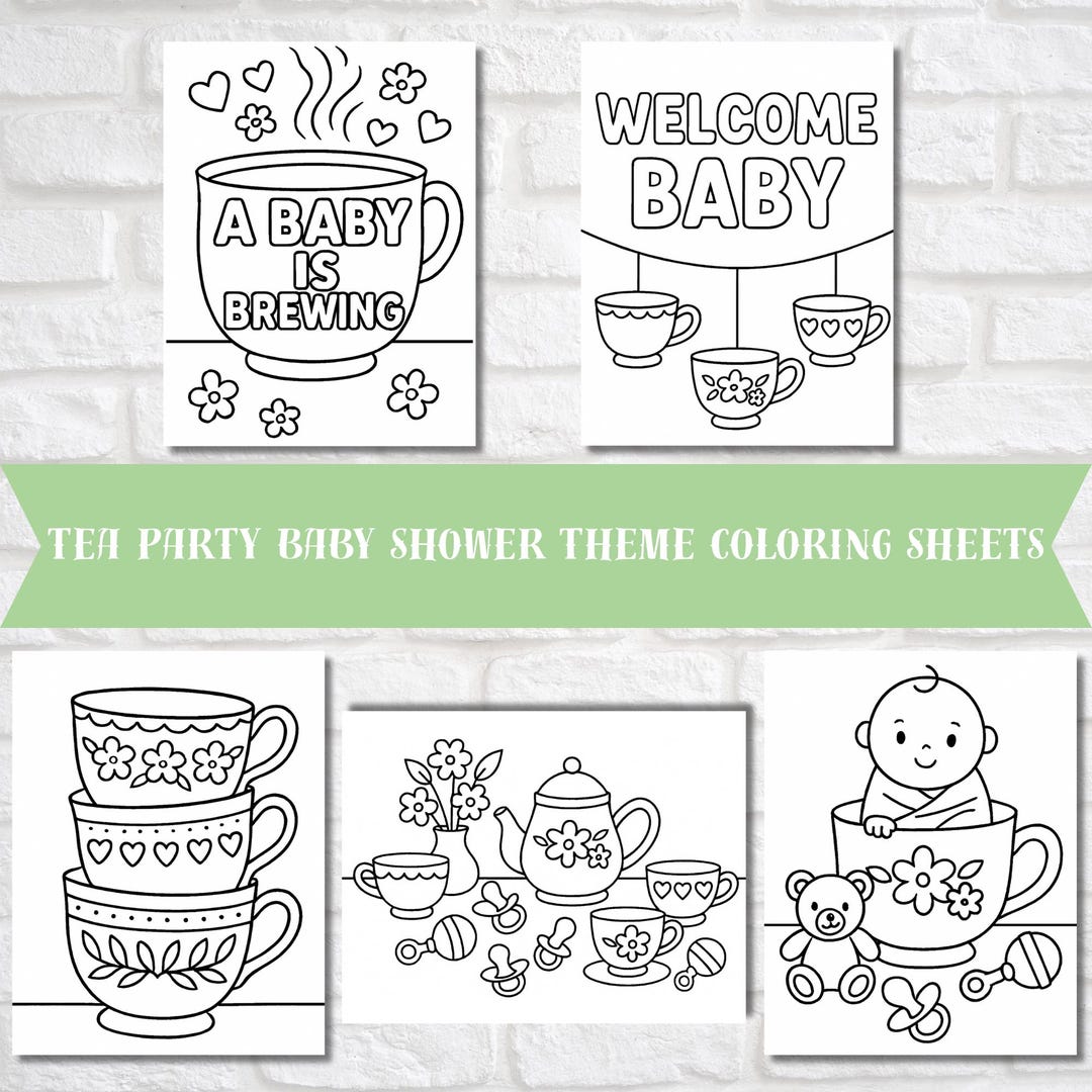 A Baby is Brewing – Tea Party Baby Shower Coloring Pages | Printable ...