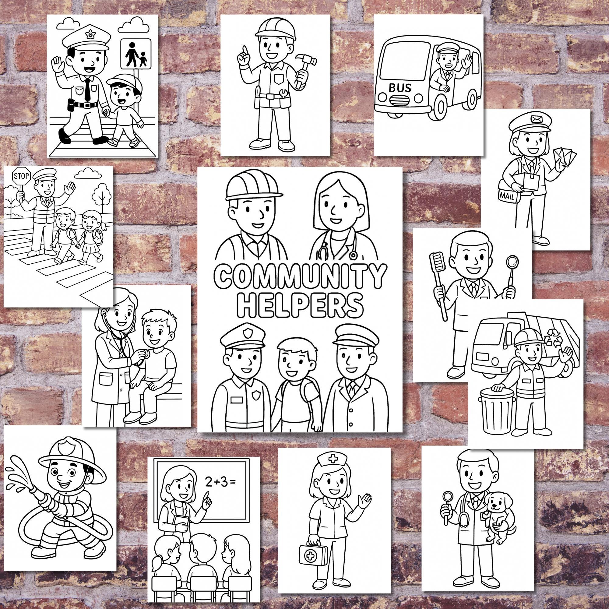 Community Helpers Coloring Pages PDF | Occupations, Jobs Printable ...