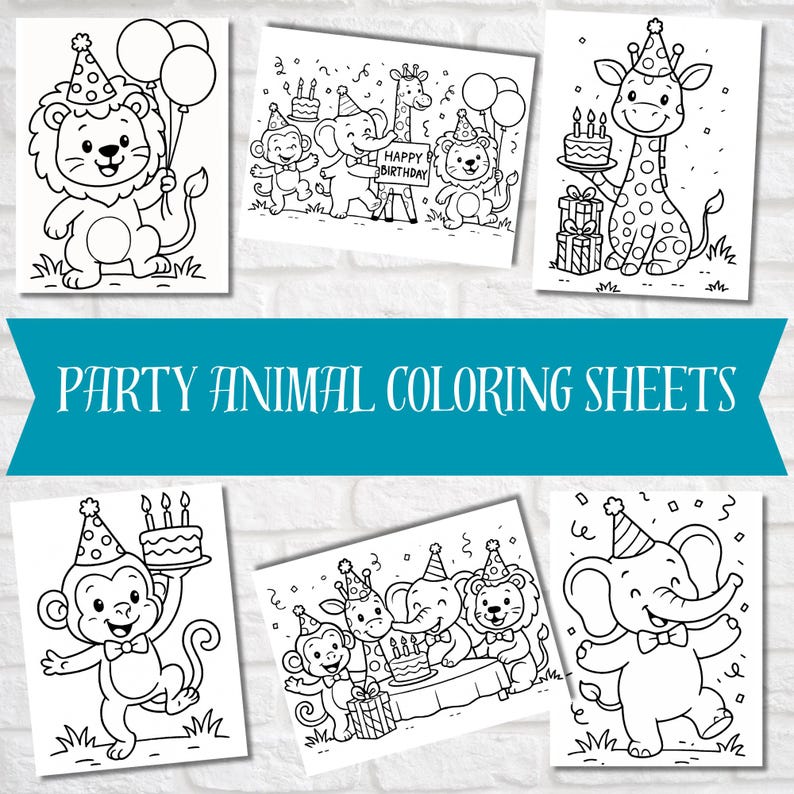 Party Animal Coloring Pages | Jungle Birthday Printable PDF | Safari ...