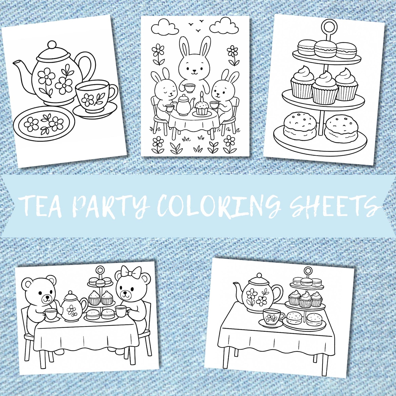 Tea Party Birthday Coloring Pages – Digital Download – Tea Party ...