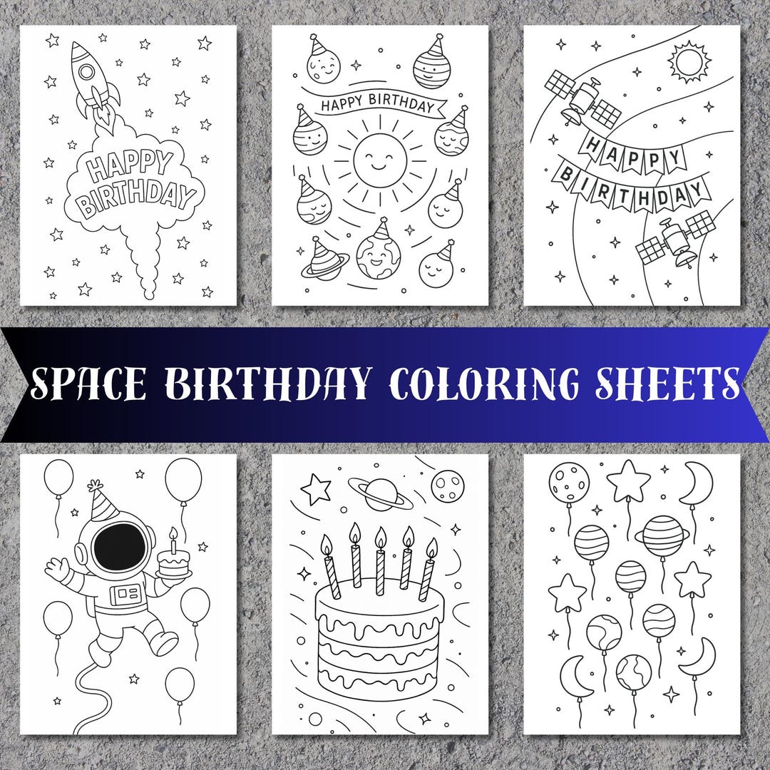 Space Birthday Coloring Pages | Printable PDF | Outer Space Party ...