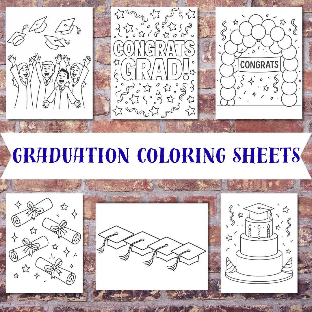 Graduation Coloring Pages Printable PDF | Congrats Grad Coloring Sheets ...