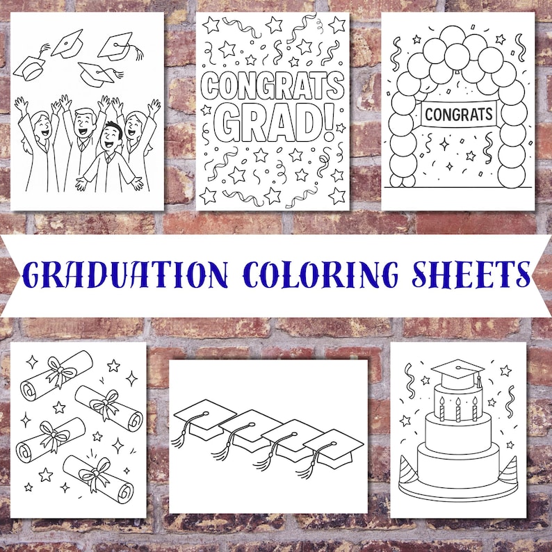 Graduation Coloring Pages Printable PDF | Congrats Grad Coloring Sheets ...
