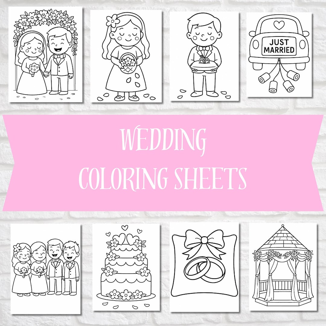 Wedding Coloring Pages • Bridal Shower Activity Printable • Bride ...