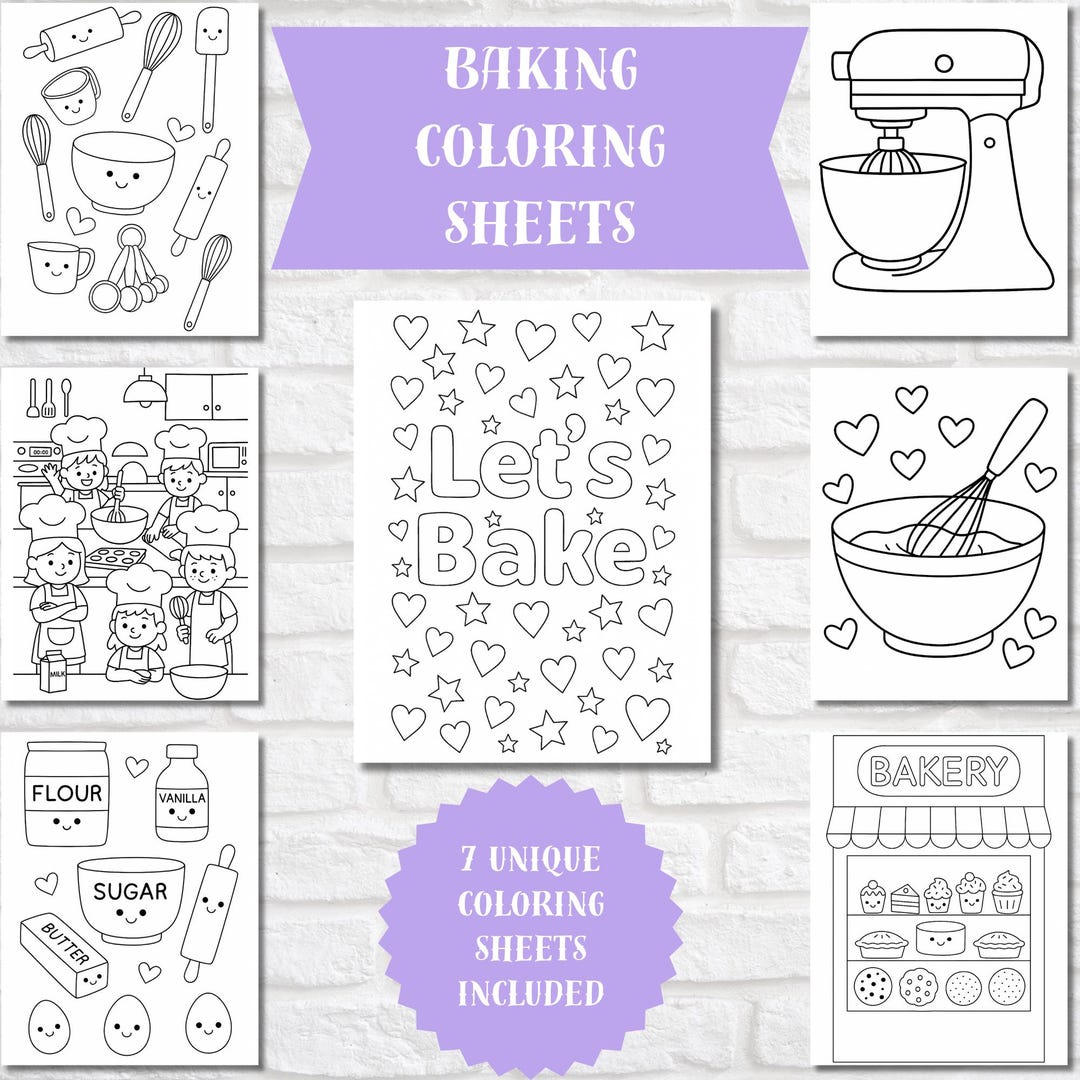Kids Baking Theme Printable Coloring Sheets | Baking Party Activity ...