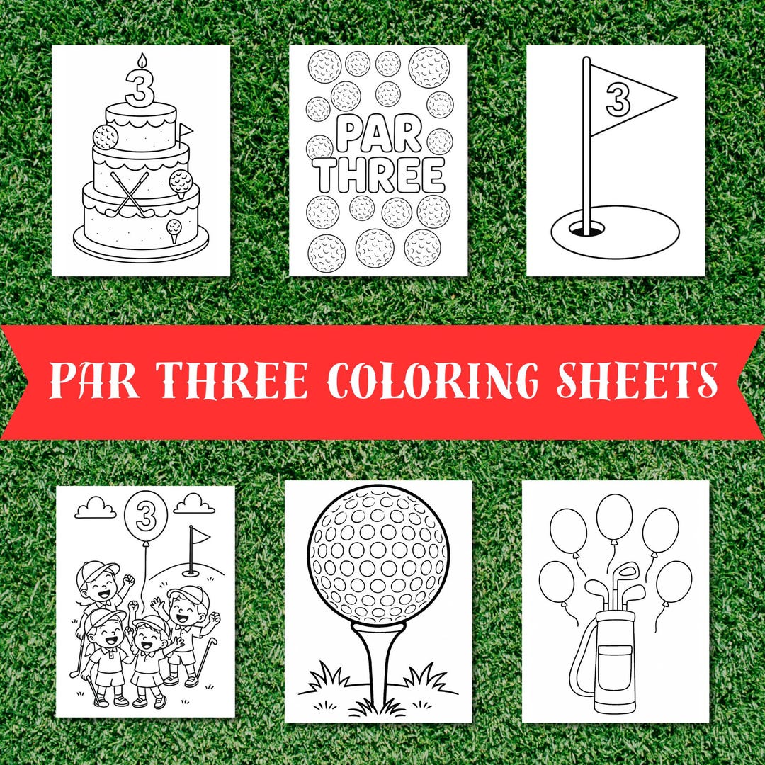 Golf Birthday Coloring Pages | Par Three Theme | 6 Printable PDF Sheets ...