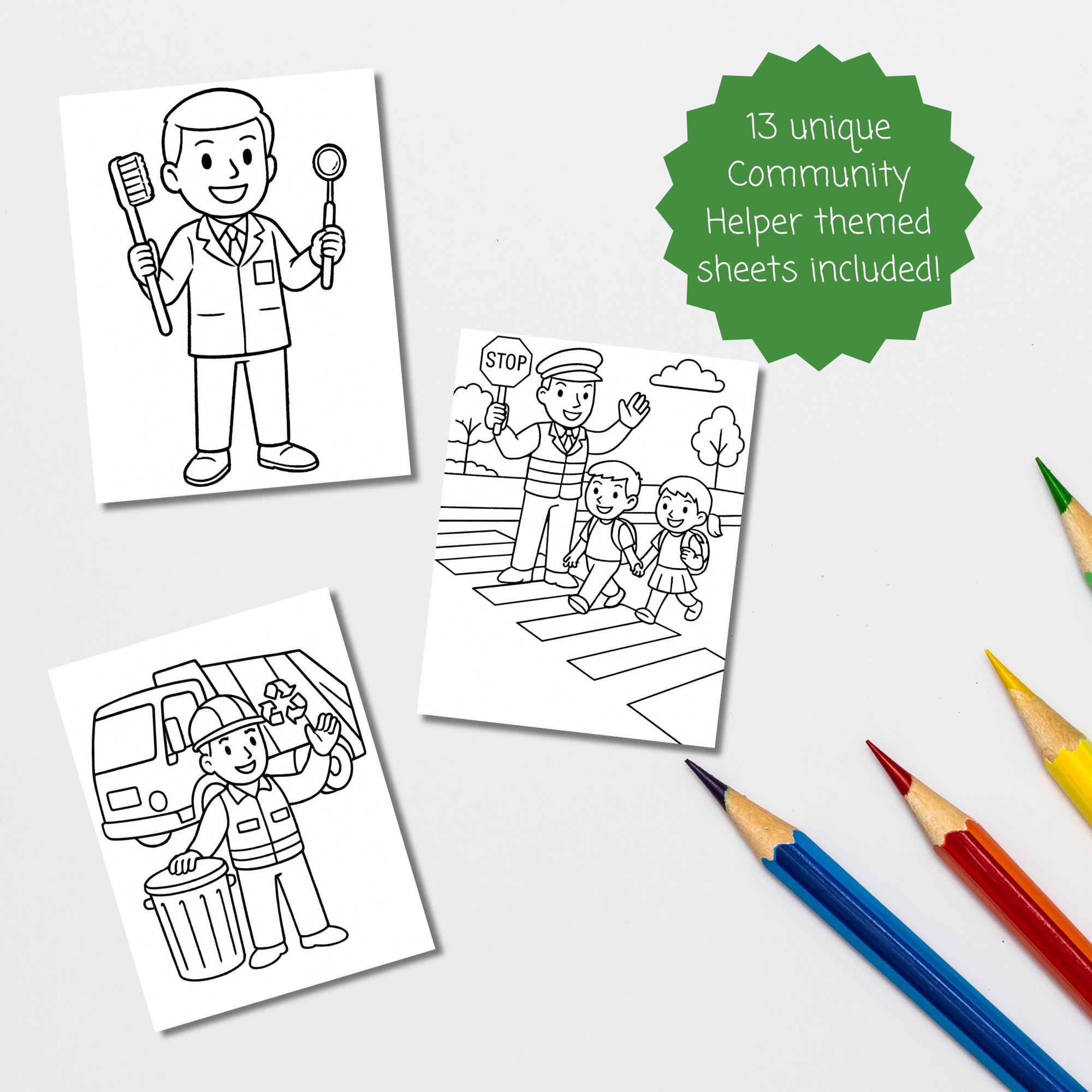 Community Helpers Coloring Pages PDF | Occupations, Jobs Printable ...
