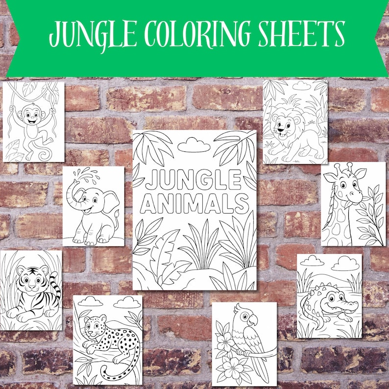 Jungle Animal Coloring Pages – Printable PDF Bundle – Kids Jungle ...