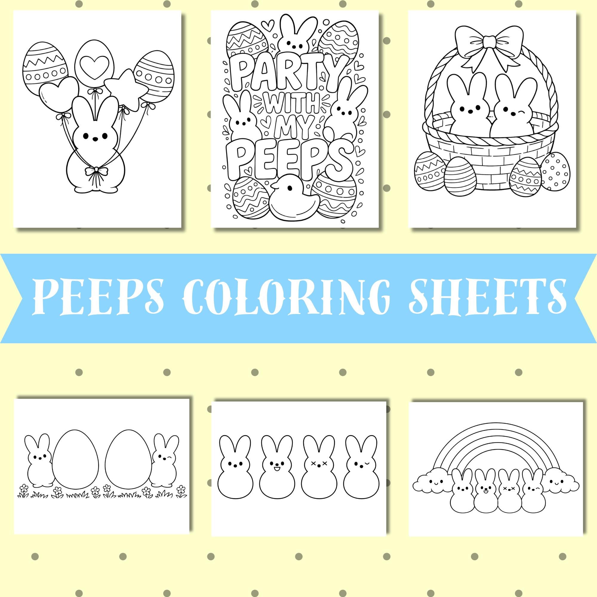Party With My Peeps Coloring Pages | Easter Peeps Coloring Book PDF ...