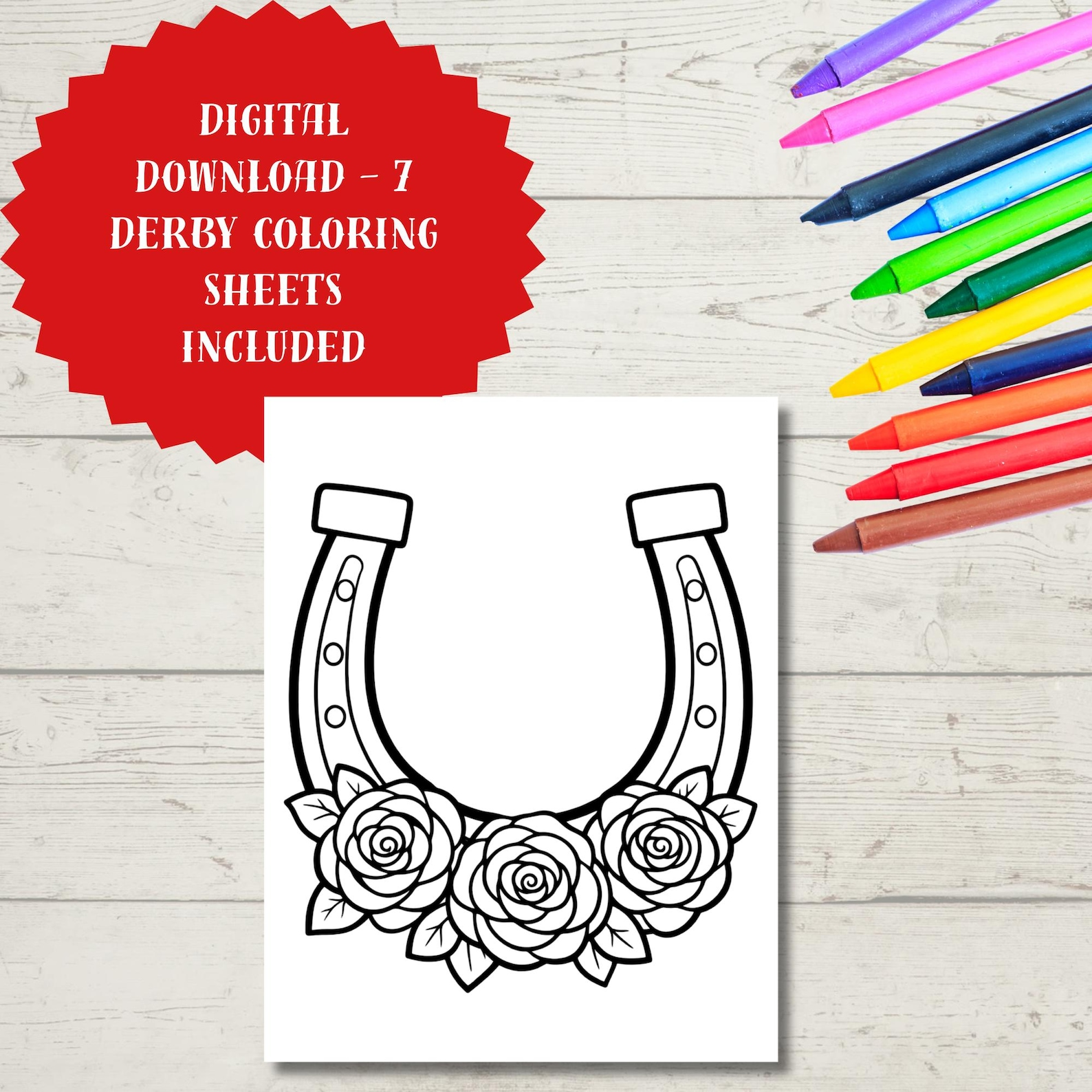Kentucky Derby Coloring Pages for Kids Printable Bundle | Derby Party ...