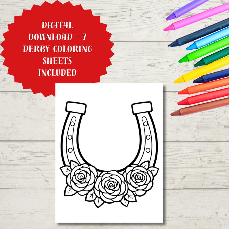 Kentucky Derby Coloring Pages for Kids Printable Bundle | Derby Party ...