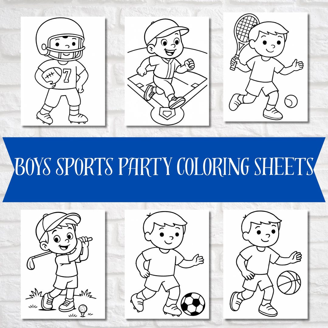 Kids Sports Party Coloring Pages – Instant PDF Download - Baseball ...