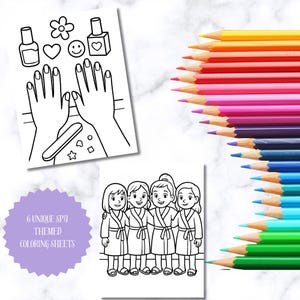 Girls Spa Party Coloring Pages – Printable PDF | Spa Time Coloring ...