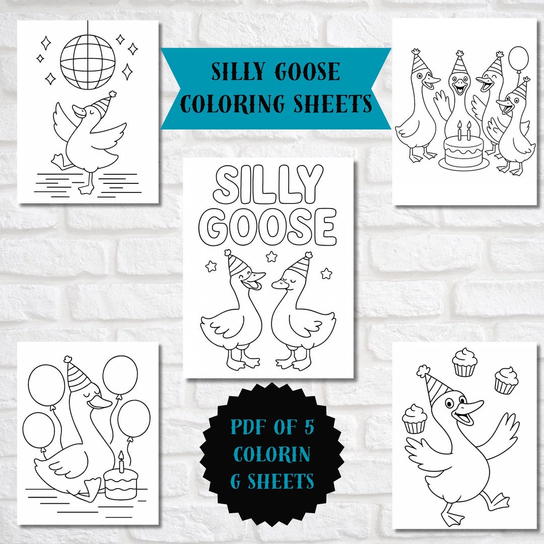 Silly Goose Birthday Coloring Pages – Silly Goose Party Activity PDF ...