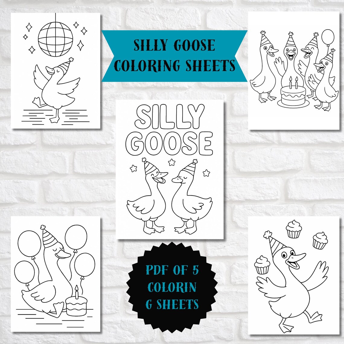 Silly Goose Birthday Coloring Pages – Silly Goose Party Activity PDF ...